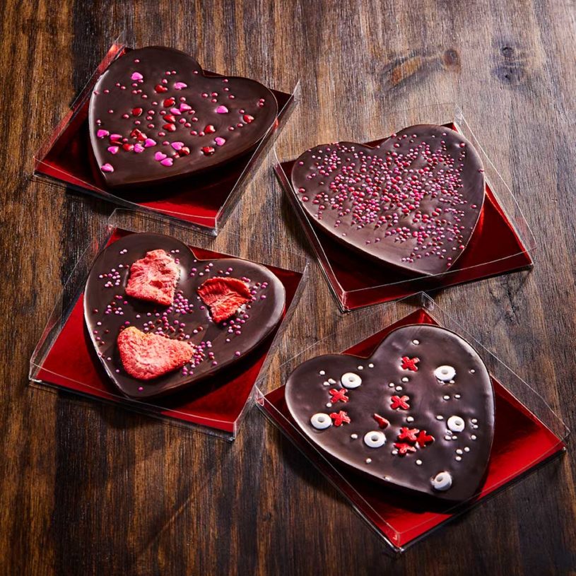 Valentine's Day Decorated Chocolate Hearts : Woody Candy Company